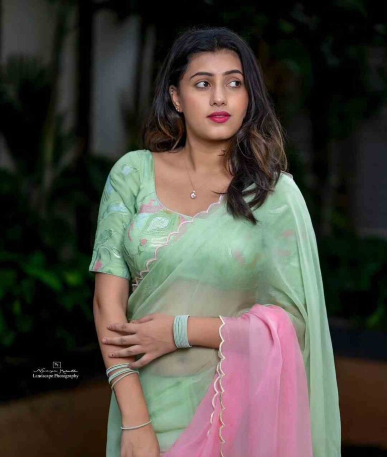 Poojitha spicy navel exposed in transparent saree - glamsundari.in