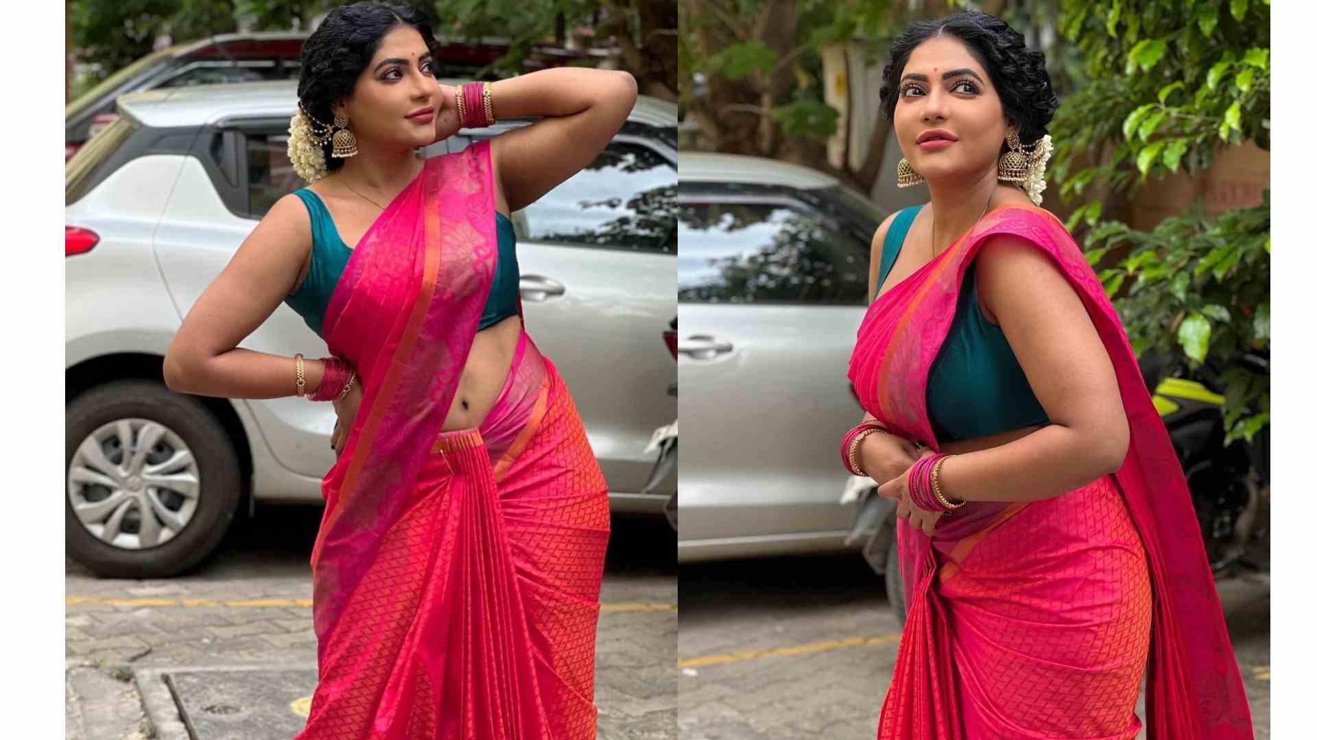 Reshma pasupuleti busty navel and hot body shape exposed in saree - glamsundari.in