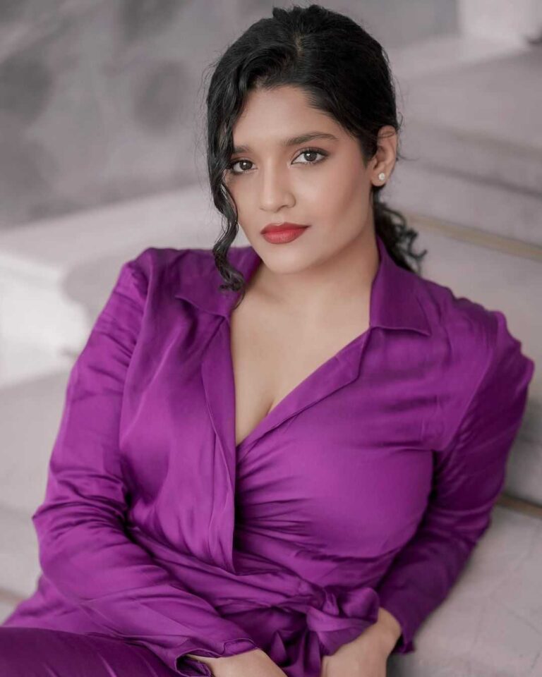 Ritika Singh Hot Pose In Violet Color Outfit